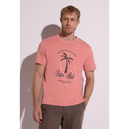 T-Shirt Street One MEN, Damen, Gr. L (42), sunrise rot, Web, 100% Baumwolle, bedruckt, comfort fit normal, Rundhals, normaler Saum, Shirts T-Shirt, mit Rundhalsausschnitt