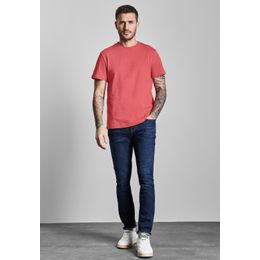 T-Shirt Street One MEN, Herren, Gr. 3XL, rot (bleached rot), Web, 100% Baumwolle, unifarben, normal normal, Rundhals, normaler Saum, Shirts T-Shirt, Rundhalsausschnitt
