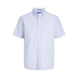 Jack & Jones Kurzarmhemd JACK & JONES "JPRBLUHARVEY OXFORD S/S SHIRT", Herren, Gr. L, N-Gr, chambray blau fit:regular fit, Web, Obermaterial: 97% Baumwolle, 3% Elasthan, unifarben, regular fit normal, ohne Ausschnitt, gerader Abschluss, Hemden, mit Button-Down Kragen