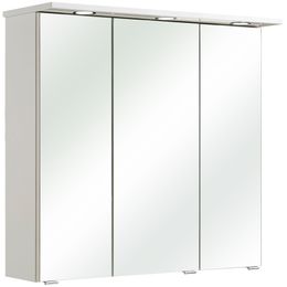 Spiegelschrank SAPHIR "mit 3 LED-Leuchten", lack wei&szlig; hochglanz, B:80cm H:78cm T:20cm, Holzwerkstoff, Schr&auml;nke, Spiegelschrank