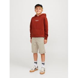 Jack & Jones Chinoshorts JACK & JONES JUNIOR "JPSTBOWIE JJSHORTS SOLID SN JNR", Jungen, Gr. 140, N-Gr, crockery, Web, Obermaterial: 98% Baumwolle, 2% Elasthan, unifarben, regular fit ca. Mitte Knie, Hosen Chinoshorts
