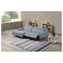 Ecksofa Egoitaliano "Suzette, Designsofa mit hohem Sitzkomfort", blau (himmel), B:266cm H:95cm T:163cm, Leder &raquo;NUVOLE&laquo; (Echtes Rindsleder). Halbnat&uuml;rliches, halbnarbiges Rindsleder mit einer nat&uuml;rlichen K&ouml;rnung von 1, 2 bis 1, 4 mm. Dieses Leder hat eine weiche, wachsartige Hand mit mattem Aussehen und einem Wolkeneffekt. Es handelt sich um ein Naturleder, das die urspr&uuml;nglichen Eigenschaften der 