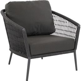 Sitzbank Musterring "Freilicht Einzelsessel", schwarz,grau, anthrazit, B:85cm H:75cm T:86cm, Aluminium, Stoff, Sitzb&auml;nke, Sitzbank, Kompakter Sessel mit komfortabler Sitzh&ouml;he von 42 cm