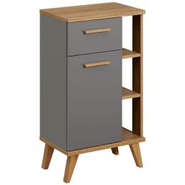 Unterschrank SAPHIR "mit einem seitlichen Ablagefach", quarzgrau glanz, riviera eiche quer nachbildung, B:50,5cm H:89,5cm T:33cm, Holzwerkstoff, Schr&auml;nke, Unterschrank