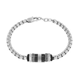 Armband Tom Tailor "Schmuck Geschenk Edelstahl", silberfarben, schwarz, Armb&auml;nder, Damen, 22cm, Edelstahl Kautschuk, Edelstahl, Kautschuk, Armband