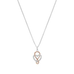 Kette mit Anh&auml;nger Tom Tailor "Schmuck Geschenk Silber 925 Herz Infinity Unendlichkeitsschleife", silberfarben, ros&eacute;goldfarben, kristallwei&szlig;, Halsketten, Damen, Silber 925 (Sterlingsilber), L: 45 B: 1,4mm, mit Zirkonia (synth.), B:1,4mm