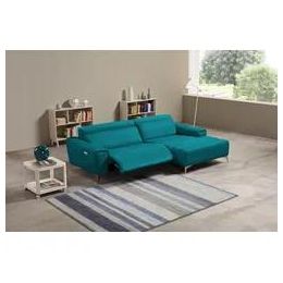 Ecksofa Egoitaliano "Suzette, Designsofa mit hohem Sitzkomfort", blau (teal), B:266cm H:95cm T:163cm, Sofas, Ecksofa, mit Recamiere, inkl. 1 elektronischen Relaxfunktion, L-Form