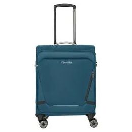 Handgep&auml;ck-Trolley Travelite "JETPACK Max 4 Cabin Handgep&auml;ck Koffer", Gr. B/H/T: 40cm x 55cm x 23cm 41 l, blau (petrol), Polyester, unifarben mit Farbeins&auml;tzen, Koffer, Weichgep&auml;ck, passend f&uuml;r Ryanair, Condor und viele g&auml;ngige Airlines
