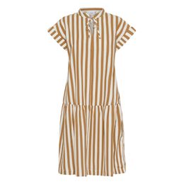 Sommerkleid Saint Tropez "ZalindaSZ SS Dress", Damen, Gr. L, N-Gr, tiger's eye ice stripe, Web, Obermaterial: 100% Baumwolle, gestreift, V-Ausschnitt, Kleider Sommerkleid