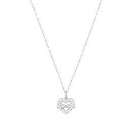 Kette mit Anh&auml;nger Tom Tailor "Schmuck Geschenk Silber 925 Herz Infinity Unendlichkeitsschleife", silberfarben, kristallwei&szlig;, Halsketten, Damen, Silber 925 (Sterlingsilber), L: 45 B: 1,4mm, mit Zirkonia (synth.), B:1,4mm