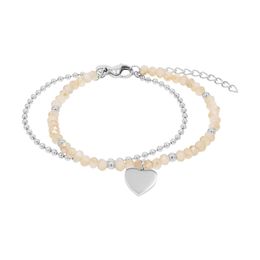 Armband Tom Tailor "Schmuck Geschenk Edelstahl Herz", edelstahlfarben, apricot, apricot, Armb&auml;nder, Damen, 20cm, Edelstahl, Armband, mit Glassteine