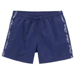 Badeshorts s.Oliver, Herren, Gr. L (52), N-Gr, blau (marine), Recycling-Polyester, unifarben, Badehosen Badeshorts, mit Markenschriftz&uuml;gen