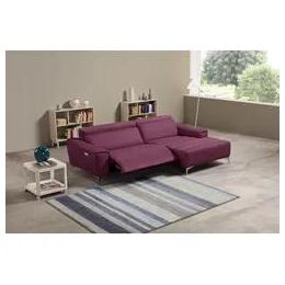 Ecksofa Egoitaliano "Suzette, Designsofa mit hohem Sitzkomfort", lila (violett), B:266cm H:95cm T:163cm, Leder &raquo;NUVOLE&laquo; (Echtes Rindsleder). Halbnat&uuml;rliches, halbnarbiges Rindsleder mit einer nat&uuml;rlichen K&ouml;rnung von 1, 2 bis 1, 4 mm. Dieses Leder hat eine weiche, wachsartige Hand mit mattem Aussehen und einem Wolkeneffekt. Es handelt sich um ein Naturleder, das die urspr&uuml;nglichen Eigenschaften der