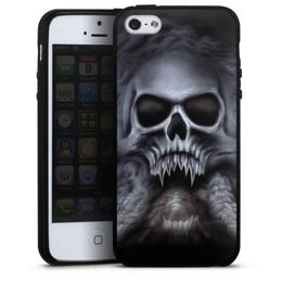 DeinDesign iPhone SE (2016-2019) Handy Silikon H&uuml;lle Case schwarz Handyh&uuml;lle Halloween Skull Totenkopf