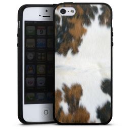 DeinDesign iPhone SE (2016-2019) Handy Silikon H&uuml;lle Case schwarz Handyh&uuml;lle Fur Cow Skin Cow