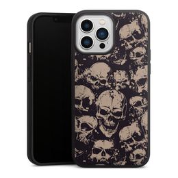 DeinDesign iPhone 13 Pro Max Handy Premium Silikon H&uuml;lle Handyh&uuml;lle schwarz Case Totenkopf Halloween Gothic Silikon Premium Case