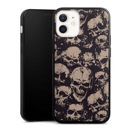 DeinDesign iPhone 12 mini Handy Slim Case extra d&uuml;nn Silikon Handyh&uuml;lle schwarz H&uuml;lle Totenkopf Halloween Gothic Silikon Slim Case