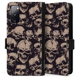 DeinDesign Galaxy S20 Handy Klapph&uuml;lle Handyh&uuml;lle aus Kunst Leder schwarz Flip Case Totenkopf Halloween Gothic Sideflip mit Lasche