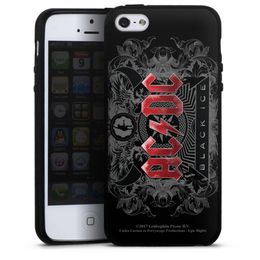 DeinDesign iPhone SE (2016-2019) Handy Silikon H&uuml;lle Case schwarz Handyh&uuml;lle Merchandise Black Ice Acdc