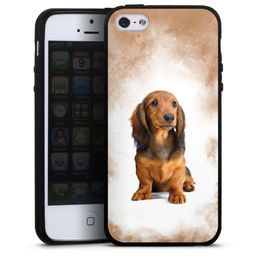 DeinDesign iPhone SE (2016-2019) Handy Silikon H&uuml;lle Case schwarz Handyh&uuml;lle Pet Dachshund Dog