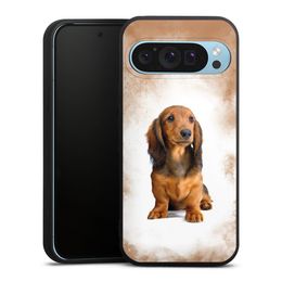 DeinDesign Google Pixel 9 Pro XL Handy Premium Silikon H&uuml;lle Handyh&uuml;lle schwarz Case Pet Dachshund Dog Silikon Premium Case