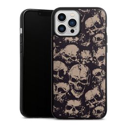 DeinDesign iPhone 13 Pro Max Handy Silikon H&uuml;lle Case schwarz Handyh&uuml;lle Totenkopf Halloween Gothic