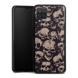 DeinDesign Galaxy A12 Handy Silikon H&uuml;lle Case schwarz Handyh&uuml;lle Totenkopf Gothic Halloween