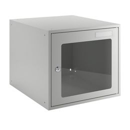 eurokraft basic Schlie&szlig;fachw&uuml;rfel, HxBxT 350 x 400 x 450 mm, Sichtfenstert&uuml;r, lichtgrau