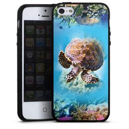 DeinDesign iPhone SE (2016-2019) Handy Silikon H&uuml;lle Case schwarz Handyh&uuml;lle Ocean Animals Turtle