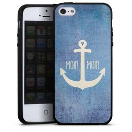 DeinDesign iPhone SE (2016-2019) Handy Silikon H&uuml;lle Case schwarz Handyh&uuml;lle Anchor Blue Maritim
