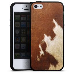 DeinDesign iPhone SE (2016-2019) Handy Silikon H&uuml;lle Case schwarz Handyh&uuml;lle Fur Cow Animal Look