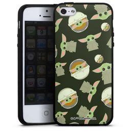 DeinDesign iPhone SE (2016-2019) Handy Silikon H&uuml;lle Case schwarz Handyh&uuml;lle Official Licensed Product Star Wars Muster Baby Yoda