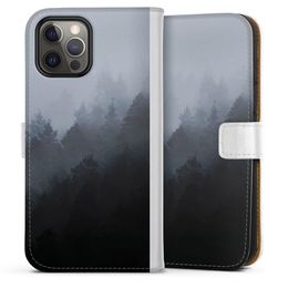 DeinDesign iPhone 12 Pro Max Handy Klapph&uuml;lle Handyh&uuml;lle aus Kunst Leder wei&szlig; Flip Case Tree Nature Kunst Sideflip mit Lasche