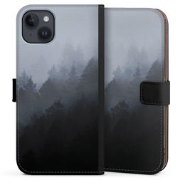 DeinDesign iPhone 14 Plus Handy Klapph&uuml;lle Handyh&uuml;lle aus Kunst Leder schwarz Flip Case Tree Nature Kunst Sideflip mit langer Lasche