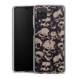 DeinDesign Galaxy A12 Handy Silikon H&uuml;lle Case transparent Handyh&uuml;lle Totenkopf Gothic Halloween Silikon Case