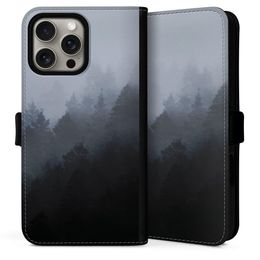 DeinDesign iPhone 16 Pro Handy Klapph&uuml;lle Handyh&uuml;lle aus Kunst Leder schwarz Flip Case Tree Nature Kunst Sideflip mit Lasche