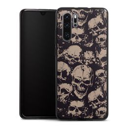 DeinDesign Huawei P30 Pro Handy Silikon H&uuml;lle Case schwarz Handyh&uuml;lle Totenkopf Halloween Gothic