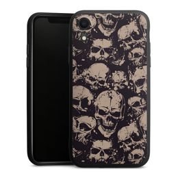 DeinDesign iPhone Xr Handy Premium Silikon H&uuml;lle Handyh&uuml;lle schwarz Case Totenkopf Halloween Gothic Silikon Premium Case