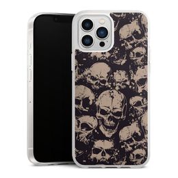 DeinDesign iPhone 13 Pro Max Handy Silikon H&uuml;lle Case transparent Handyh&uuml;lle Totenkopf Halloween Gothic Silikon Case