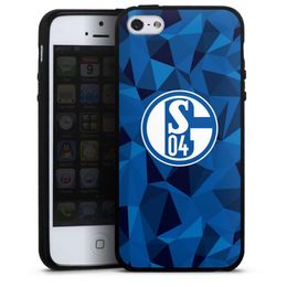 DeinDesign iPhone SE (2016-2019) Handy Silikon H&uuml;lle Case schwarz Handyh&uuml;lle Camouflage Fc Schalke 04 Muster