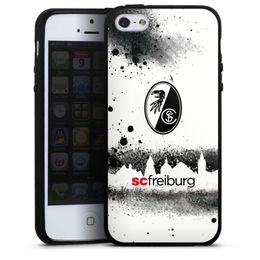 DeinDesign iPhone SE (2016-2019) Handy Silikon H&uuml;lle Case schwarz Handyh&uuml;lle Skyline Logo Sc Freiburg