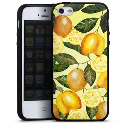 DeinDesign iPhone SE (2016-2019) Handy Silikon H&uuml;lle Case schwarz Handyh&uuml;lle Fruits Lemon Summer