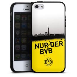 DeinDesign iPhone SE (2016-2019) Handy Silikon H&uuml;lle Case schwarz Handyh&uuml;lle Statement Borussia Dortmund Bvb
