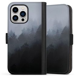 DeinDesign iPhone 13 Pro Handy Klapph&uuml;lle Handyh&uuml;lle aus Kunst Leder schwarz Flip Case Tree Nature Kunst Sideflip mit Lasche