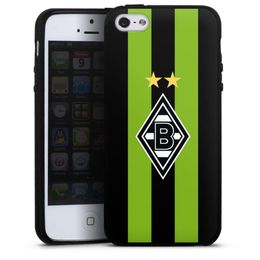 DeinDesign iPhone SE (2016-2019) Handy Silikon H&uuml;lle Case schwarz Handyh&uuml;lle Stripes Borussia M&ouml;nchengladbach Gladbach