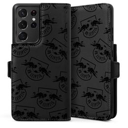 DeinDesign Galaxy S21 Ultra 5G Handy Klapph&uuml;lle Handyh&uuml;lle aus Kunst Leder schwarz Flip Case Muster Rb Leipzig Transparent Sideflip mit Lasche