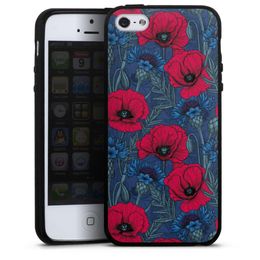 DeinDesign iPhone SE (2016-2019) Handy Silikon H&uuml;lle Case schwarz Handyh&uuml;lle Poppy Flower Painting