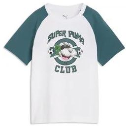 T-Shirt Puma "Super Puma Graphic T-Shirt Kinder", M&auml;dchen, Gr. 104, wei&szlig;, Obermaterial: 100% Baumwolle. Rippe: 80% Baumwolle, 20% Polyester, bedruckt, regular fit, Rundhals, Shirts T-Shirt