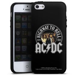 DeinDesign iPhone SE (2016-2019) Handy Silikon H&uuml;lle Case schwarz Handyh&uuml;lle Acdc Rock Official Licensed Product