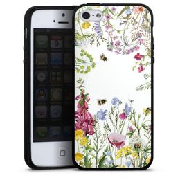 DeinDesign iPhone SE (2016-2019) Handy Silikon H&uuml;lle Case schwarz Handyh&uuml;lle Meadow Nature Flowers